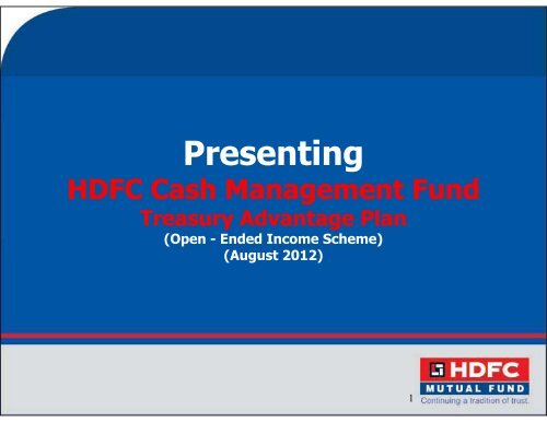 Treasury Advantage Plan - HDFC Mutual Fund