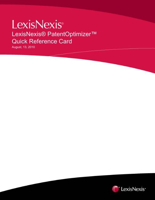 PatentOptimizerâ ¢ Quick Reference Guide - LexisNexis
