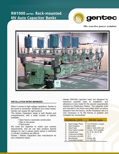 RM1000-MV Auto Cap Bank Open Rack - Gentec