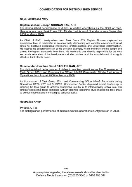 COMMENDATION FOR DISTINGUISHED SERVICE Any enquiries ...