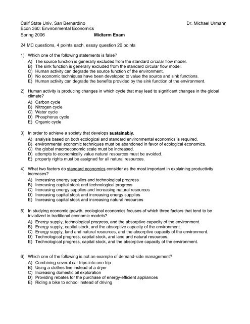 Midterm Exam - California State University, San Bernardino