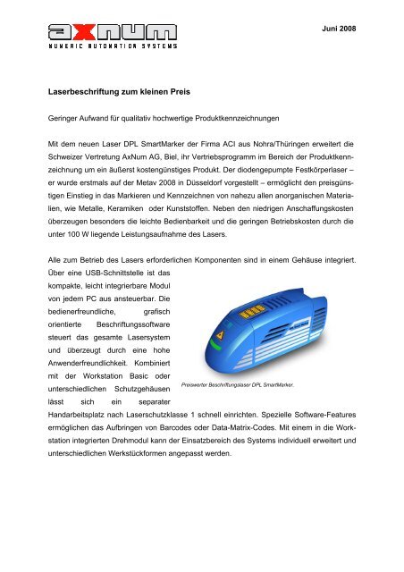 Laserbeschriftung zum kleinen Preis - AxNum AG
