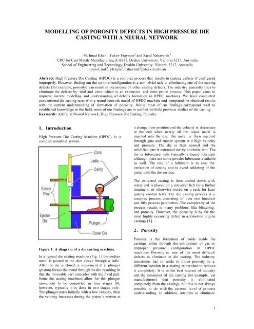 modelling of porosity defects in high pressure die casting with a ...