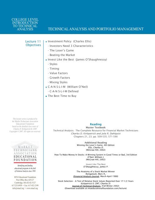 technical analysis and portfolio management - Knowledge Base