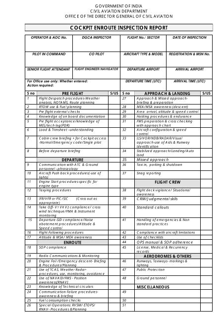 Cockpit Enroute Inspection - Directorate General of Civil Aviation