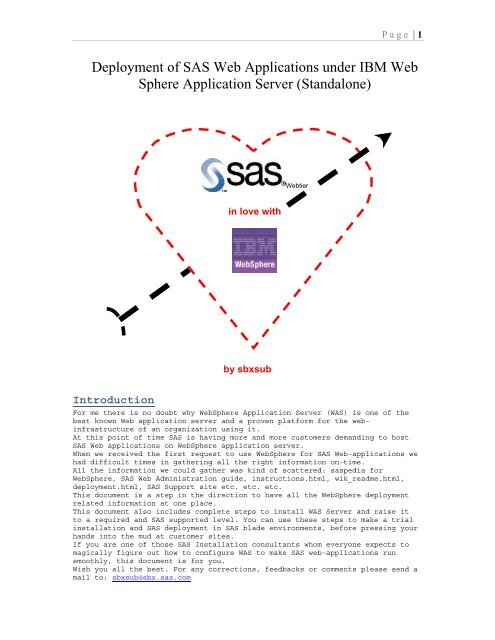 Deployment of SAS Web Applications under IBM Web ... - Ftp Sas