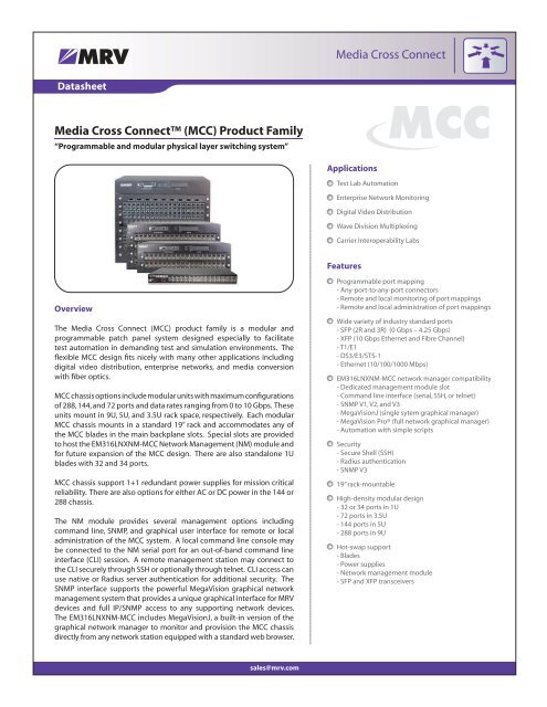 Media Cross Connect™ (MCC) Product Family