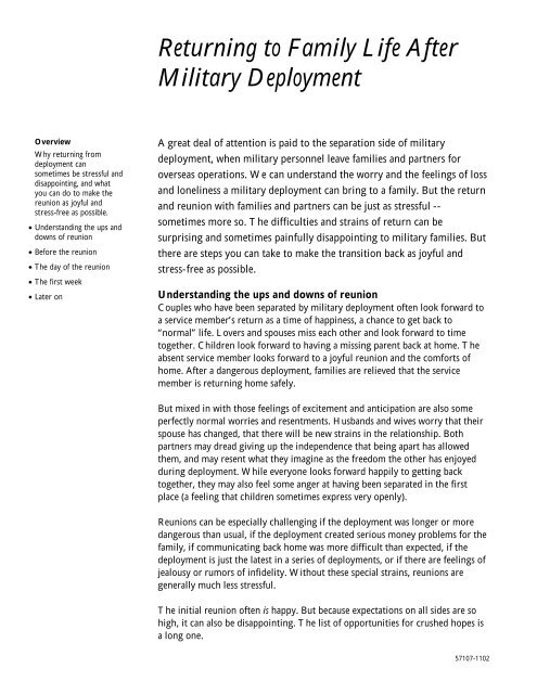 Returning to Family Life After Military Deployment