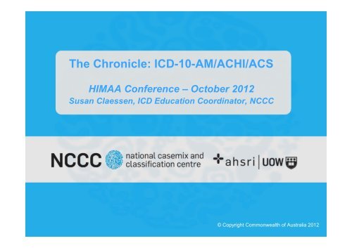 The Chronicle: ICD-10-AM/ACHI/ACS