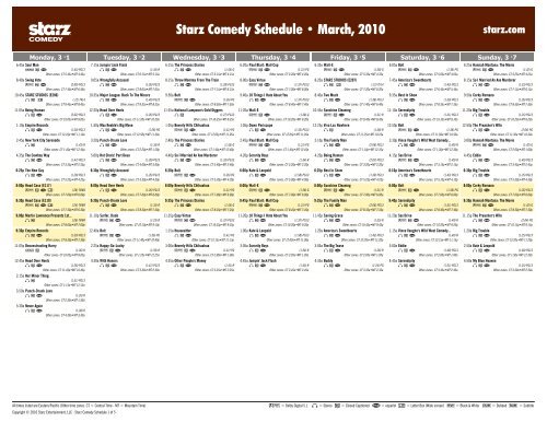 Starz Comedy Schedule - March, 2010