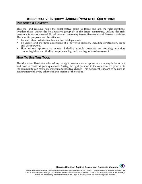 Appreciative Inquiry - Asking Powerful Questions