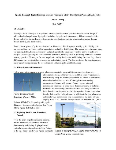 Structual Design of Utility Distribution Poles and Light Poles