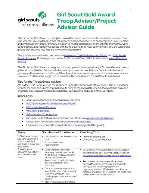 Girl Scout Gold Award Troop Advisor/Project Advisor Guide