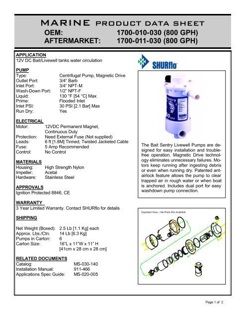 pds-800 Bait Sentry Pump 1700-010-030 - SHURflo