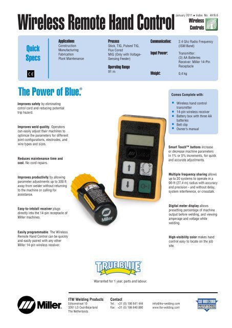 Wireless Remote Hand Control - ITW Welding