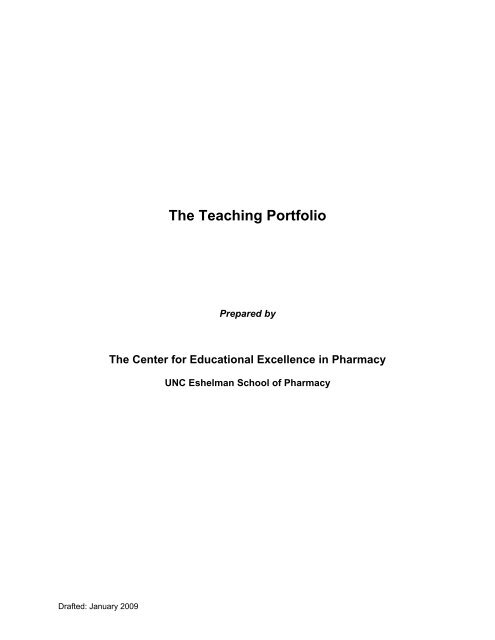 The Teaching Portfolio - UNC Eshelman School of Pharmacy