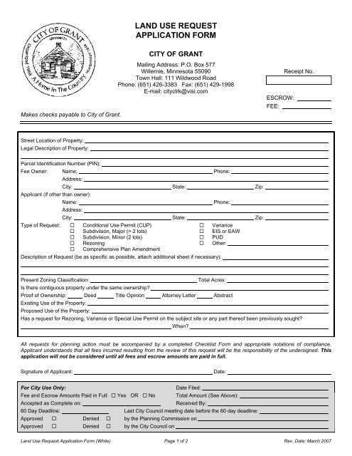 Land Use Request Application Form - Grant website