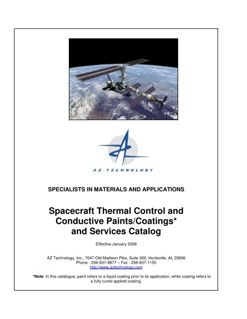Spacecraft Thermal Control and Conductive Paints ... - AZ Technology