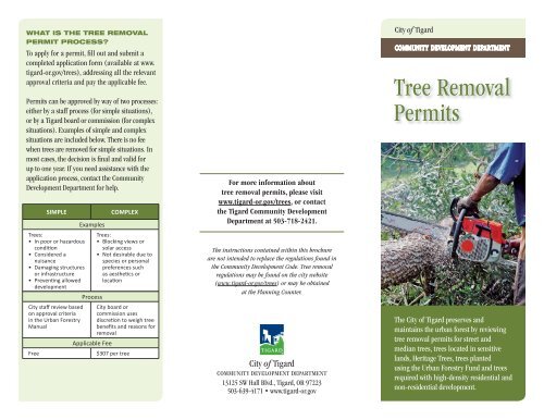 Tree Removal Permits brochure - City of Tigard