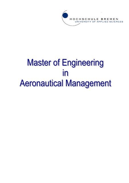 Aeronautical Management (M.Eng.) - Hochschule Bremen