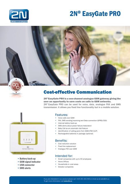 Analogue GSM gateway 2NÂ® EasyGate PRO - Leaflet