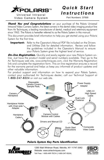 Polaris Universal Quick Start Guide - Air Techniques, Inc.