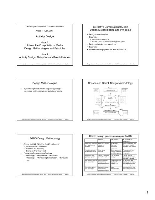 Activity Design - University of Toronto Dynamic Graphics Project
