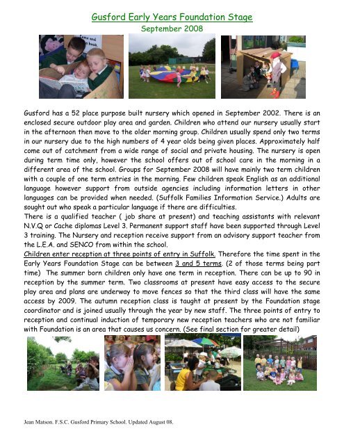 Gusford Early Years Foundation Stage - Gusford Primary School