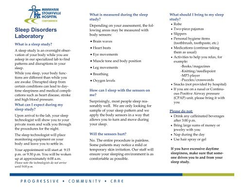 Sleep Disorders Laboratory - Markham Stouffville Hospital
