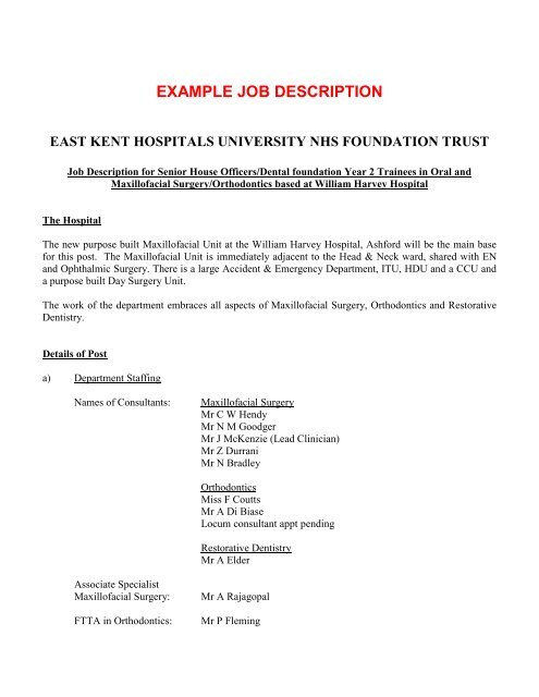 EAST KENT HOSPITALS NHS TRUST - KSS Deanery