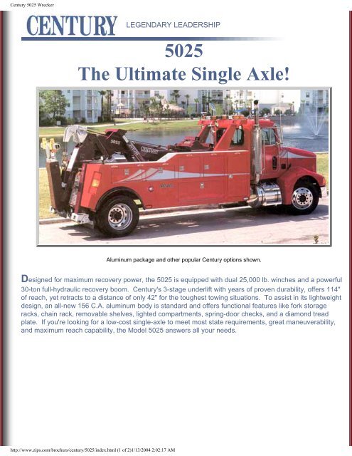 Century 5025 Wrecker - Zip's Truck Equipment