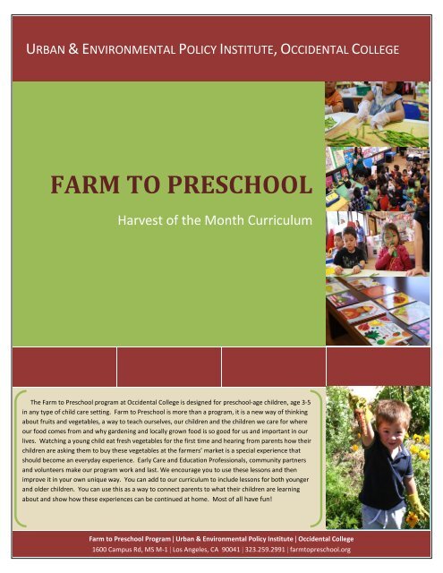 Harvest of the Month Curriculum - Farm to Preschool