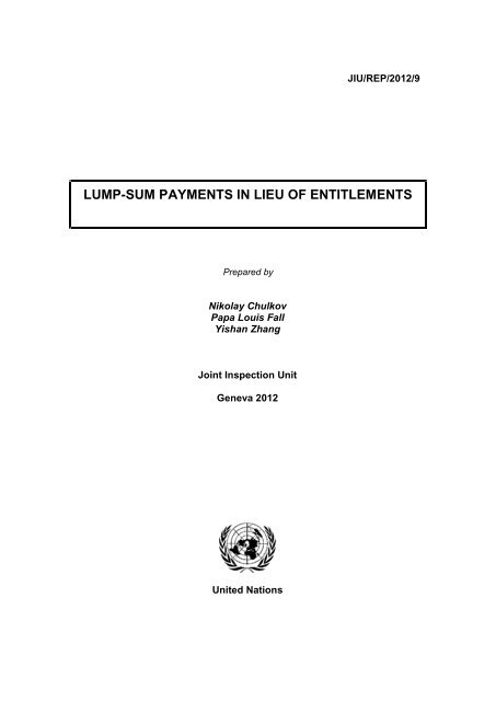 Lump-Sum Payments in Lieu of Entitlements - Joint Inspection Unit