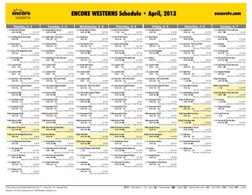 ENCORE WESTERNS Schedule - April, 2013 - Starz