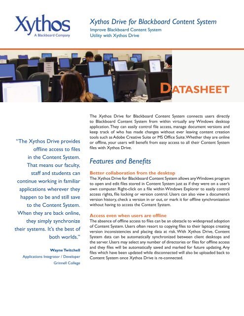 Xythos Drive for Blackboard Content System - Xythos Software Inc ...