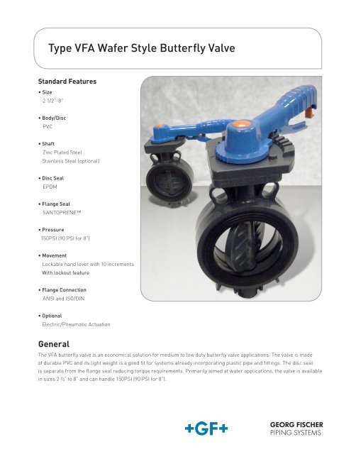 Type VFA Wafer Style Butterfly Valve - GF Piping Systems