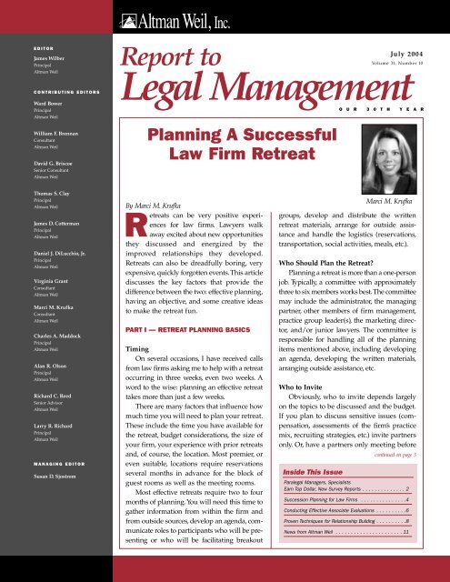 Planning A Successful Law Firm Retreat - Altman Weil