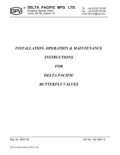 DPV Butterfly IOM - Delta Pacific Valves Limited