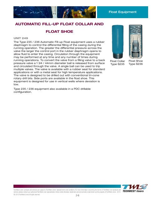 automatic fill-up float collar and float shoe - TechWest Tools