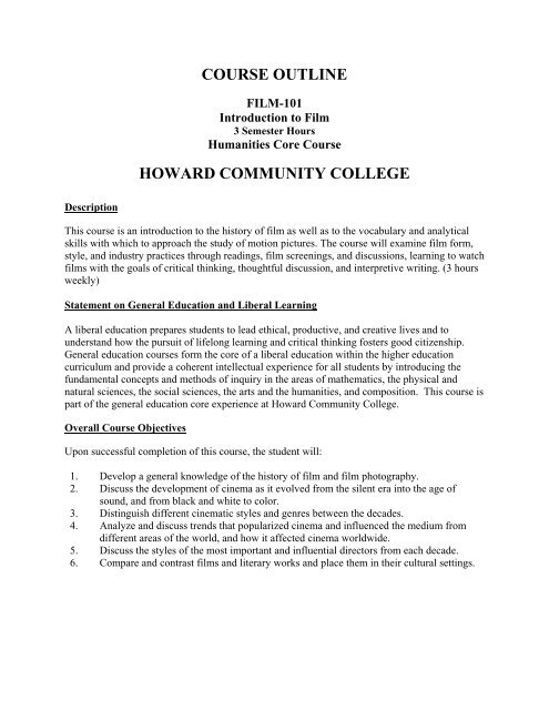 COURSE OUTLINE HOWARD COMMUNITY COLLEGE