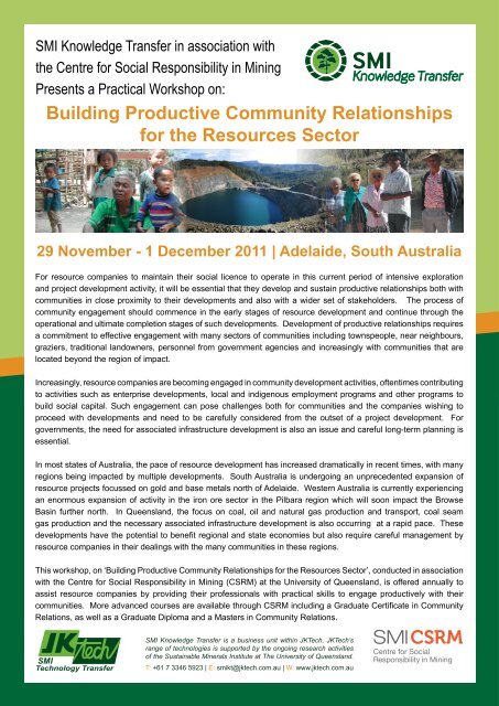 Building Productive Community Relationships for the ... - JKTech