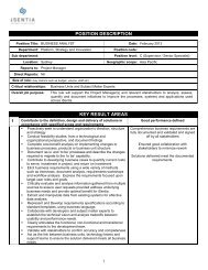 POSITION DESCRIPTION KEY RESULT AREAS