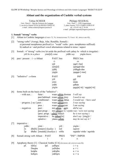Ablaut and the organization of Cushitic verbal systems