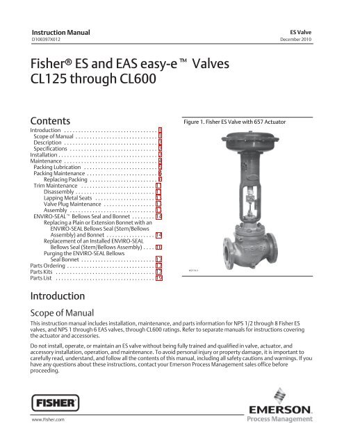 Fisher ES and EAS easyâ e Valves CL125 through CL600