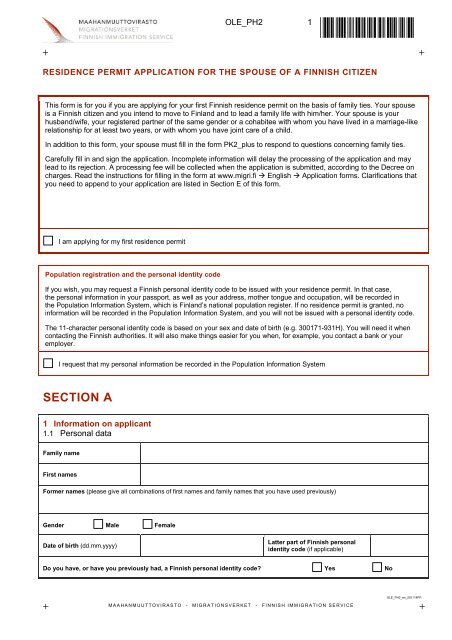 residence permit application for the spouse of a finnish citizen