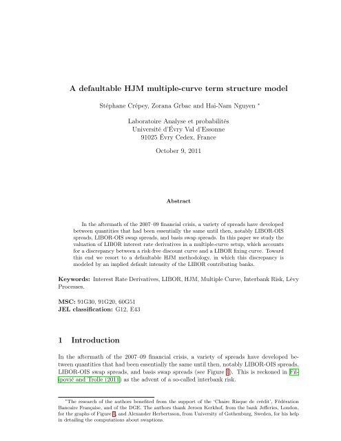 A defaultable HJM multiple-curve term structure model 1 Introduction