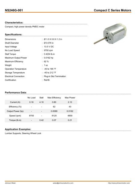 NS246G-001 Compact C Series Motors - Johnson Electric