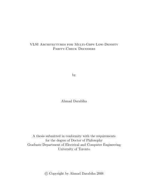 VLSI Architectures for Multi-Gbps Low-Density Parity-Check ...
