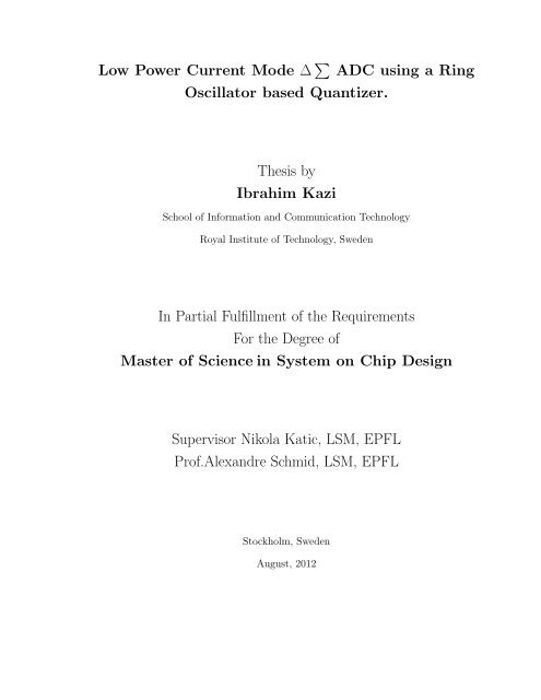 Low Power Current Mode â â ADC using a Ring Oscillator based ...