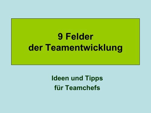 Tipps fÃ¼r 9 Felder der Teamentwicklung